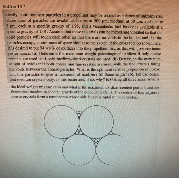 Sutton 13-1 Ideally, solid oxidizer particles in a | Chegg.com