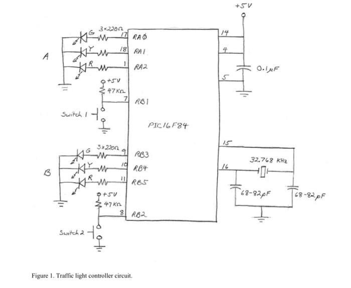 Figure 1. Traffic light controller circuit. | Chegg.com