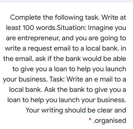 Complete the following task. Write at least 100 | Chegg.com