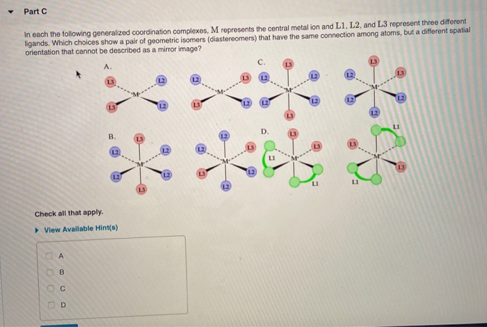 Solved Part In each the following generalized coordination | Chegg.com