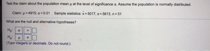 Solved Test the claim about the population mean p at the | Chegg.com