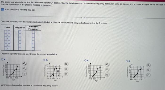Solved The acccompanying data set lists the refirement ages | Chegg.com