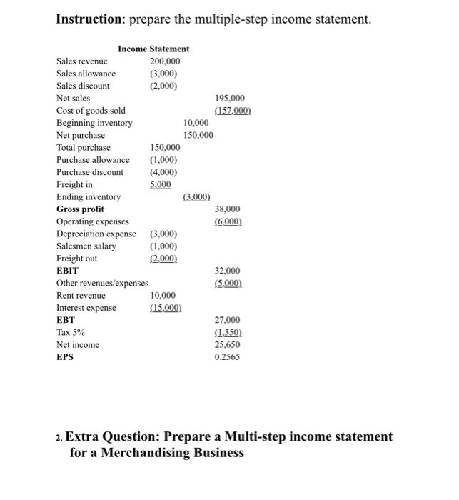 Solved Instruction: prepare the multiple-step income | Chegg.com