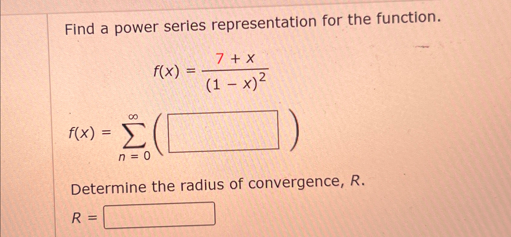 Solved Find a power series representation for the | Chegg.com