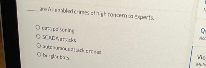 Solved are Al-enabled crimes of high concern to experts. | Chegg.com