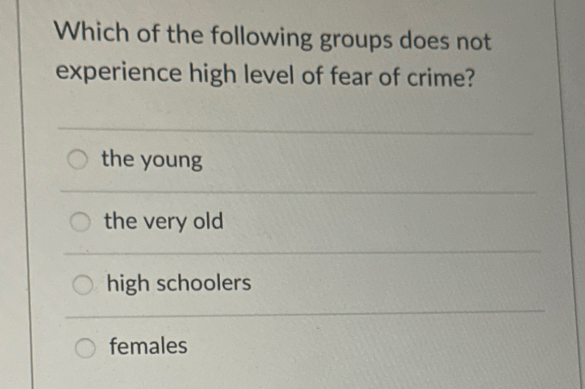 Solved Which of the following groups does not experience | Chegg.com