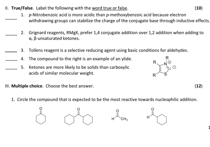 Solved II. True/False. Label the following with the word | Chegg.com