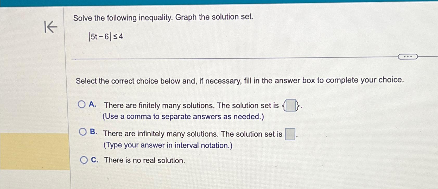Solved Solve the following inequality. Graph the solution | Chegg.com