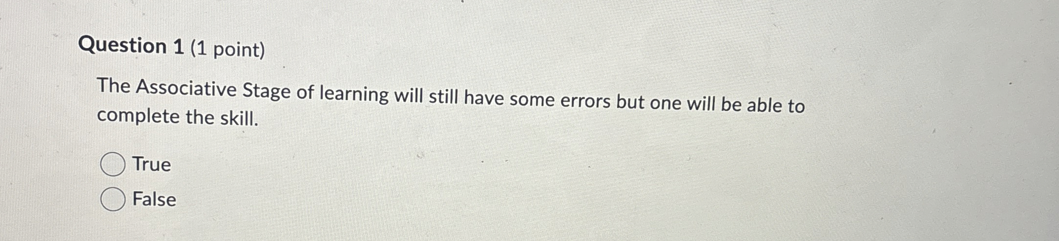 Solved Question 1 (1 ﻿point)The Associative Stage of | Chegg.com