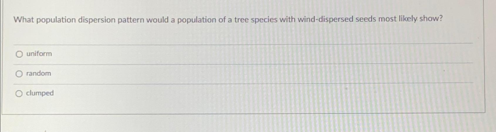 Solved What population dispersion pattern would a population | Chegg.com