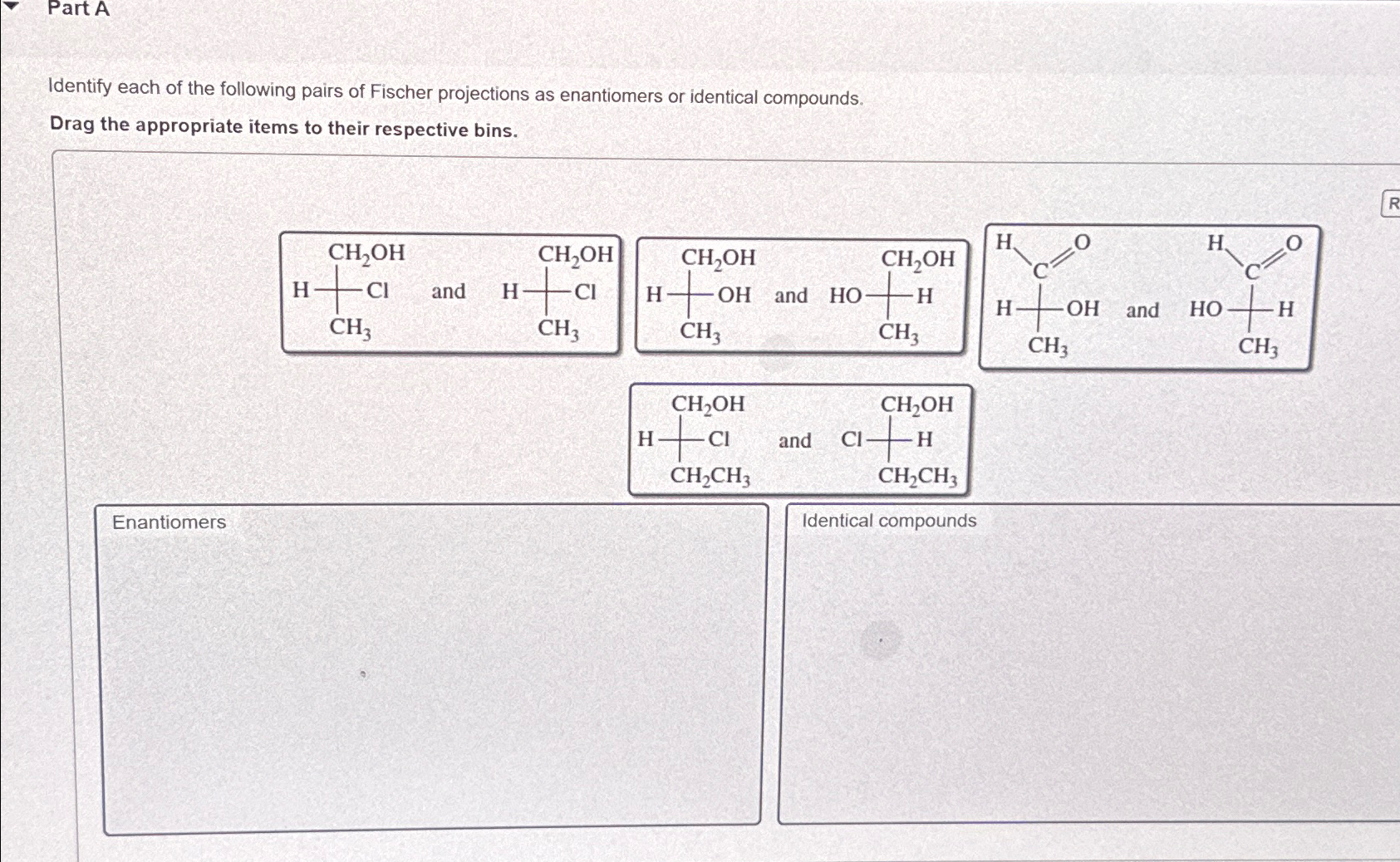 Solved Part AIdentify each of the following pairs of Fischer | Chegg.com
