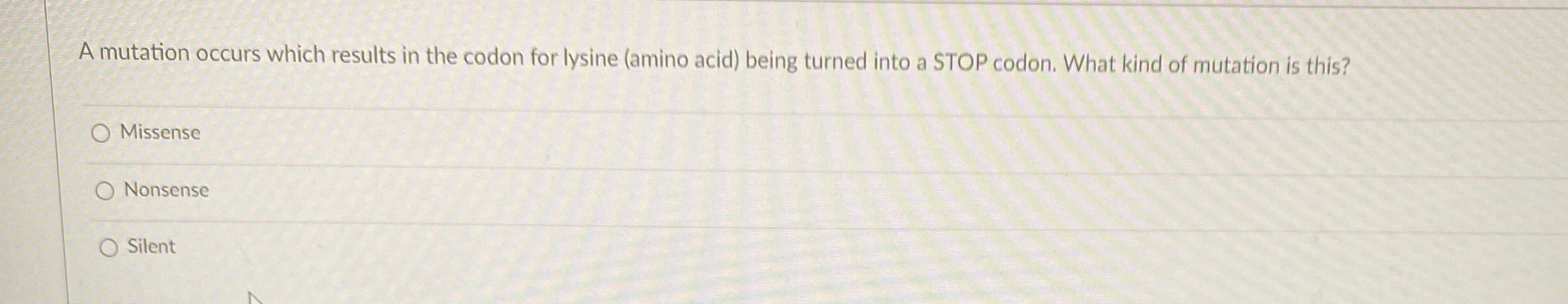 Solved A mutation occurs which results in the codon for | Chegg.com