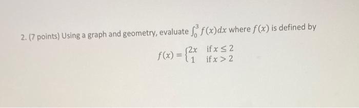 Solved 2. (7 points) Using a graph and geometry, evaluate | Chegg.com