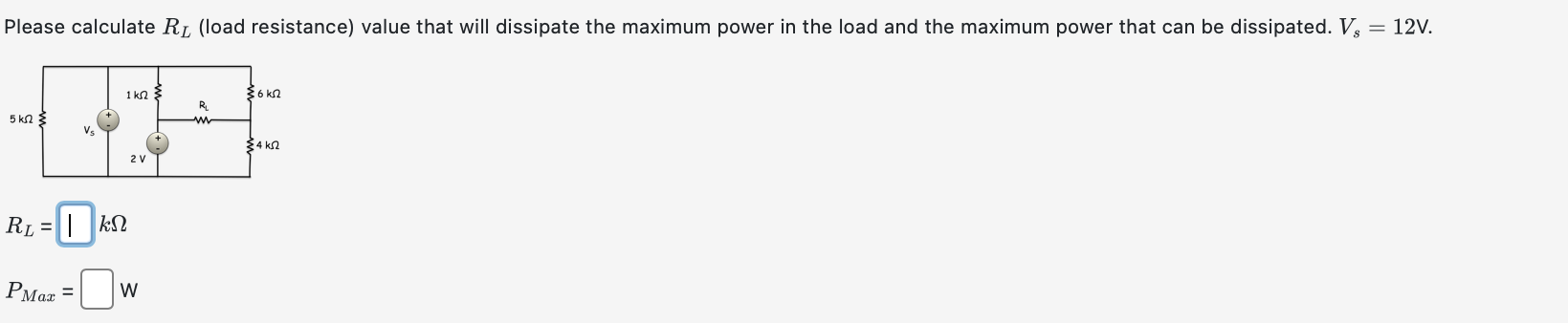 Solved Please calculate RL (load resistance) ﻿value that | Chegg.com