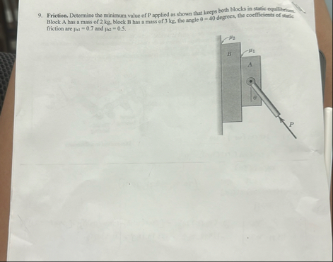 Solved Friction. Determine the minimum value of P applied as | Chegg.com
