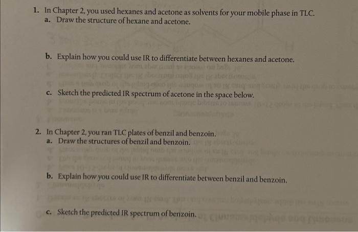 Solved 1. In Chapter 2, you used hexanes and acetone as | Chegg.com