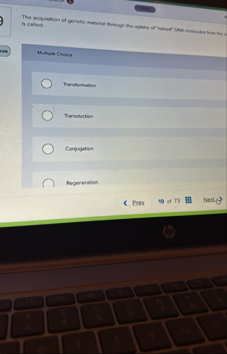 Solved The acquisition of genetic material through the | Chegg.com