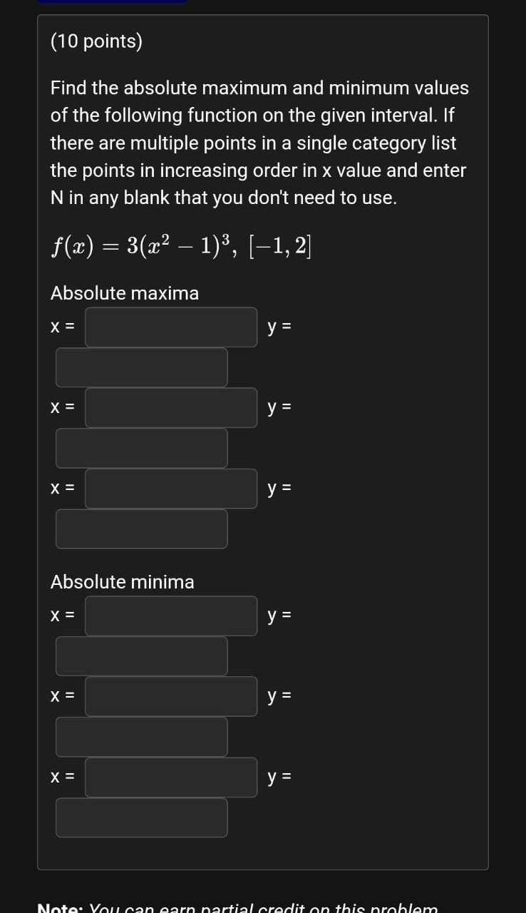 Solved (10 points) Find the absolute maximum and minimum | Chegg.com