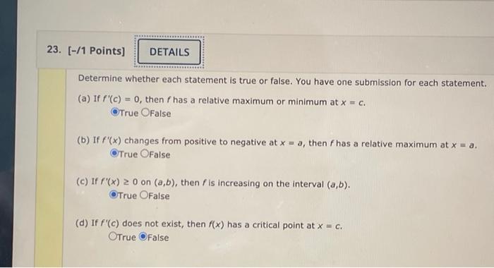 Solved 23. [-/1 Points) DETAILS Determine whether each | Chegg.com