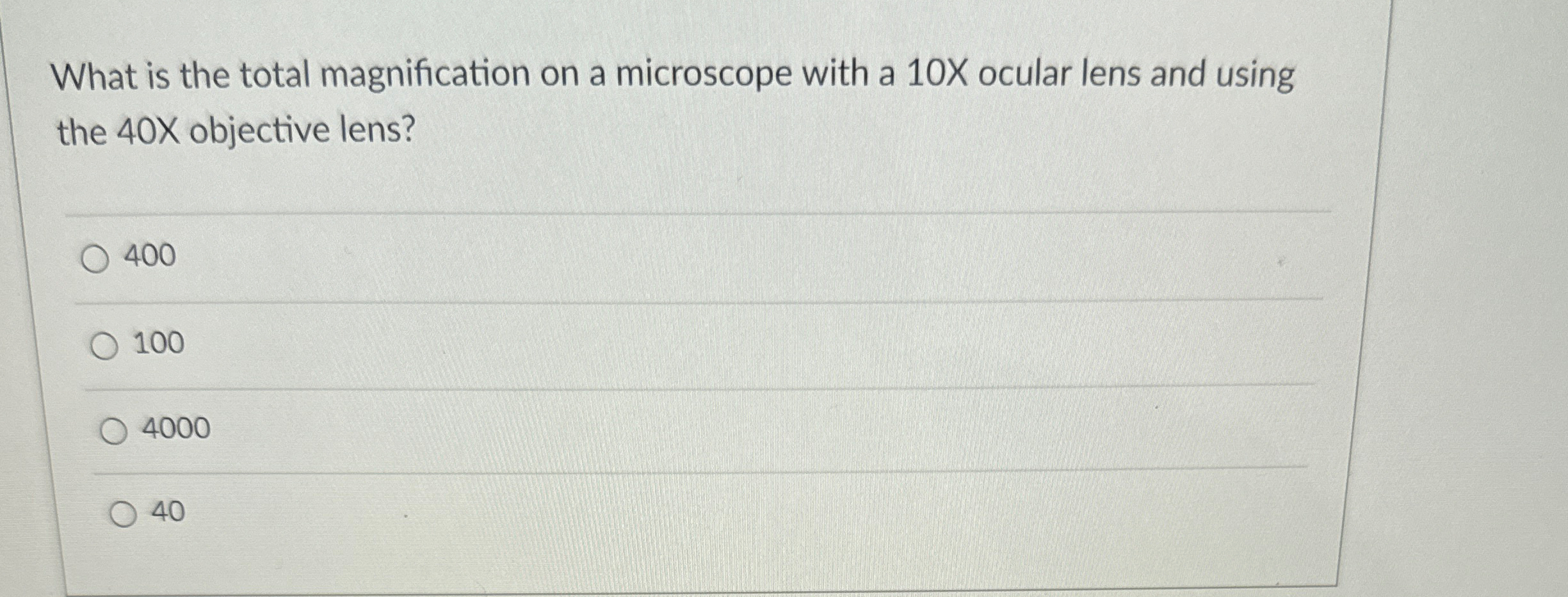 Solved What is the total magnification on a microscope with | Chegg.com