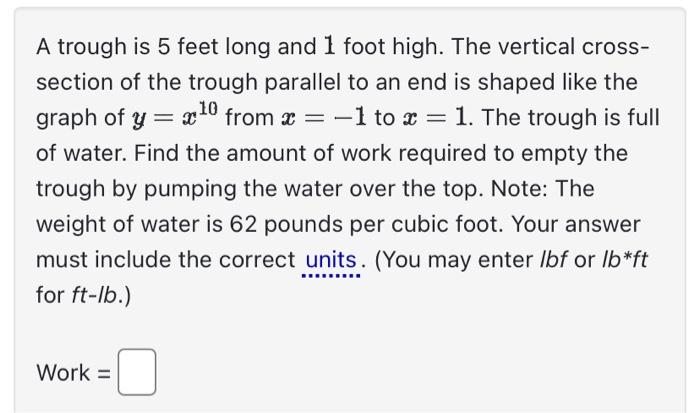 Solved A trough is 5 feet long and 1 foot high. The vertical | Chegg.com