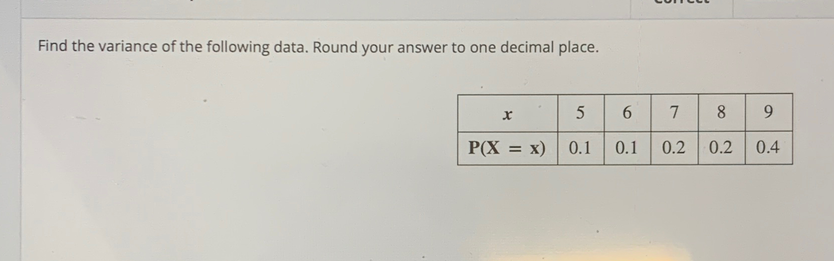 Find the variance of the following data. Round your | Chegg.com