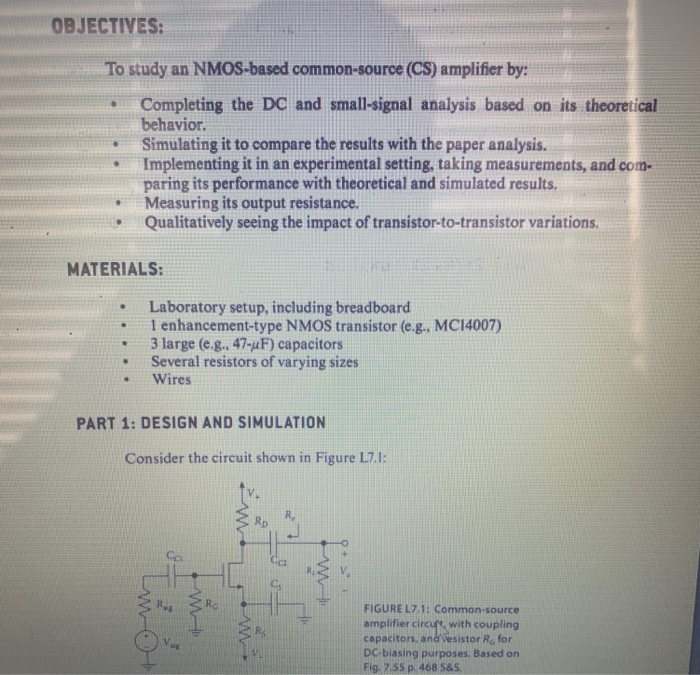 Solved OBJECTIVES: To study an NMOS-based common-source (CS) | Chegg.com