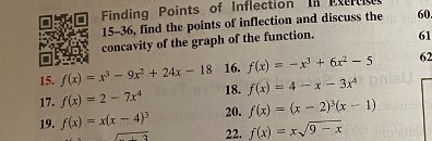 Solved O Finding Points of Inflection in Exercises 15-36, | Chegg.com