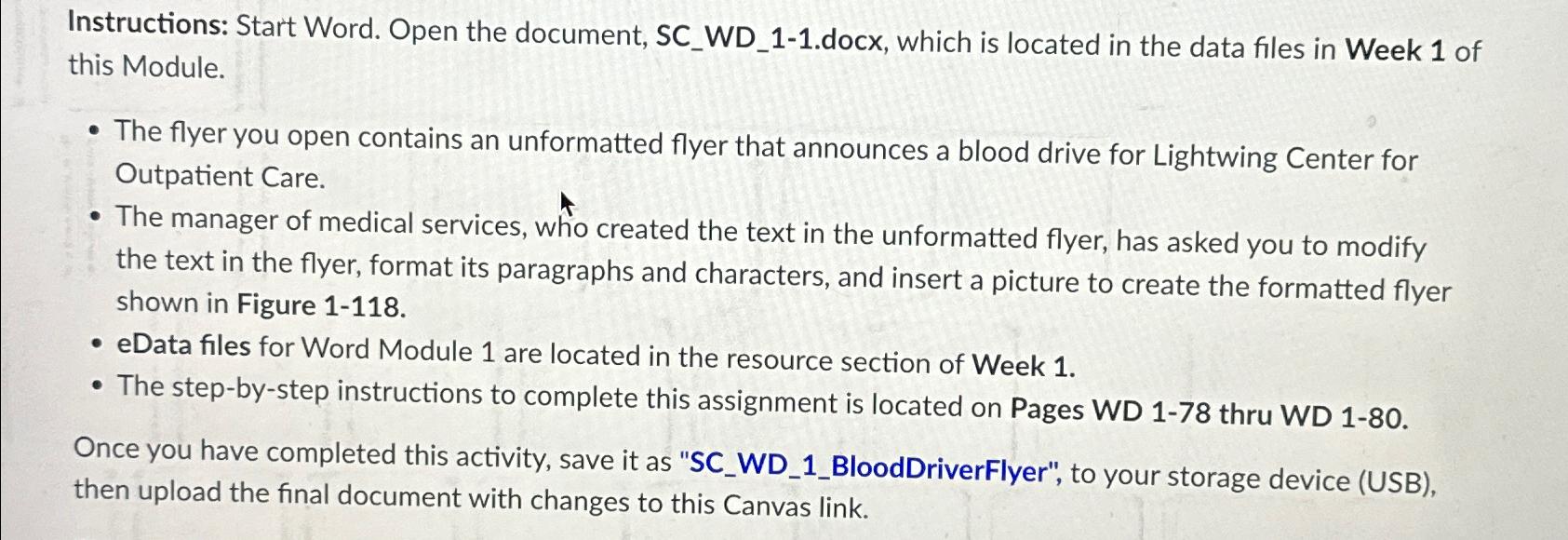 Solved Instructions: Start Word. Open the document, | Chegg.com