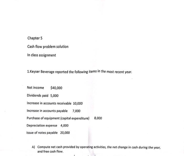 Solved Chapter 5 Cash flow problem solution In class | Chegg.com
