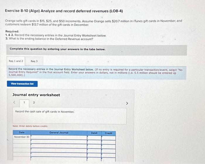 Solved Exercise 8-10 (Algo) Analyze and record deferred | Chegg.com