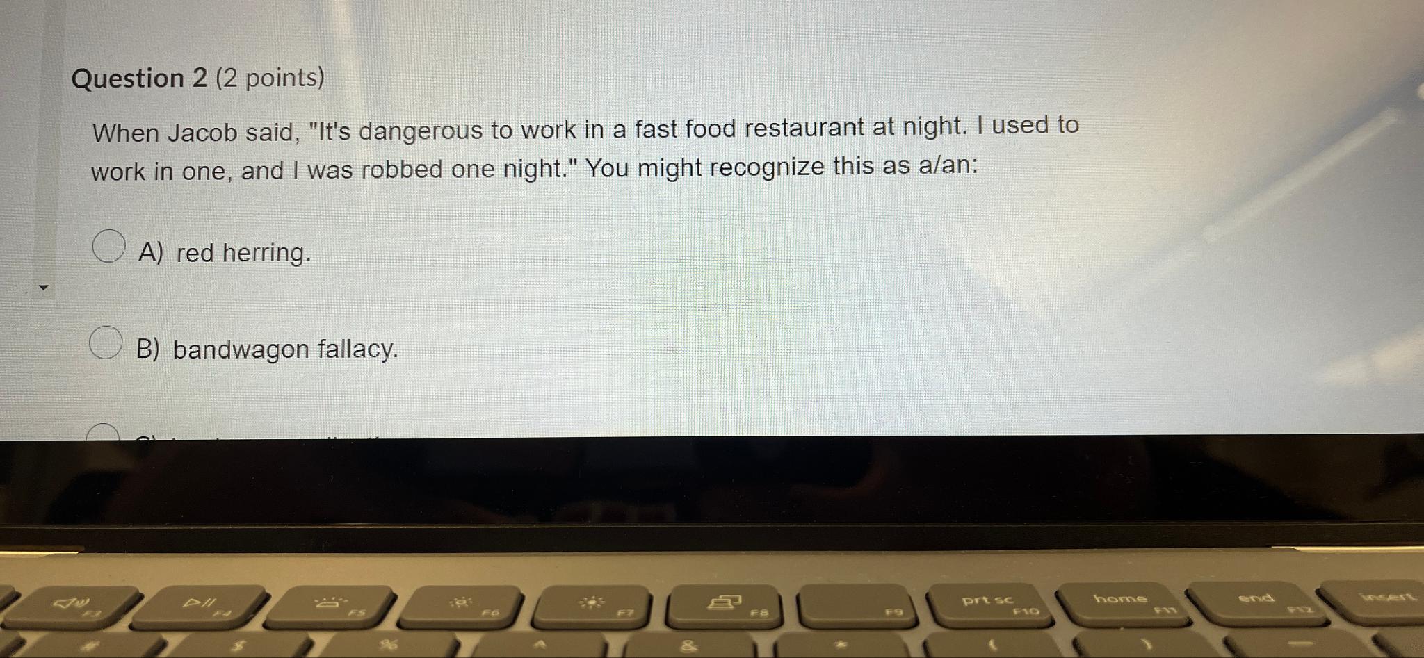 Solved Question 2 (2 ﻿points)When Jacob said, "It's | Chegg.com