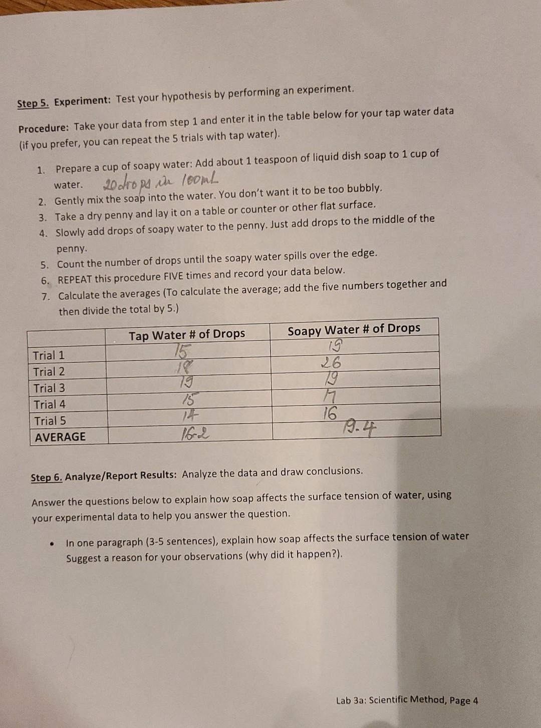Solved Step 5. Experiment: Test your hypothesis by | Chegg.com