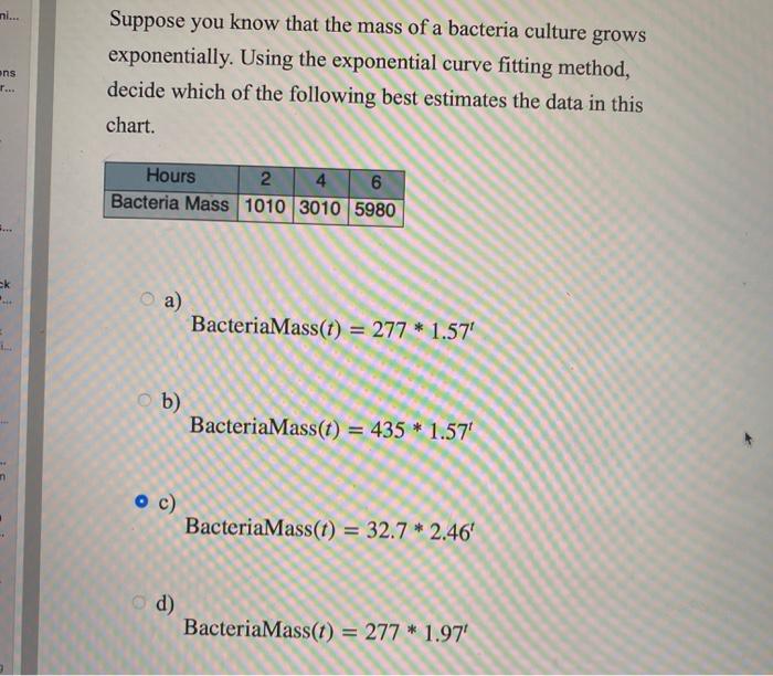 Solved ni... ns Suppose you know that the mass of a bacteria | Chegg.com