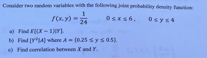 Solved Consider two random variables with the following | Chegg.com