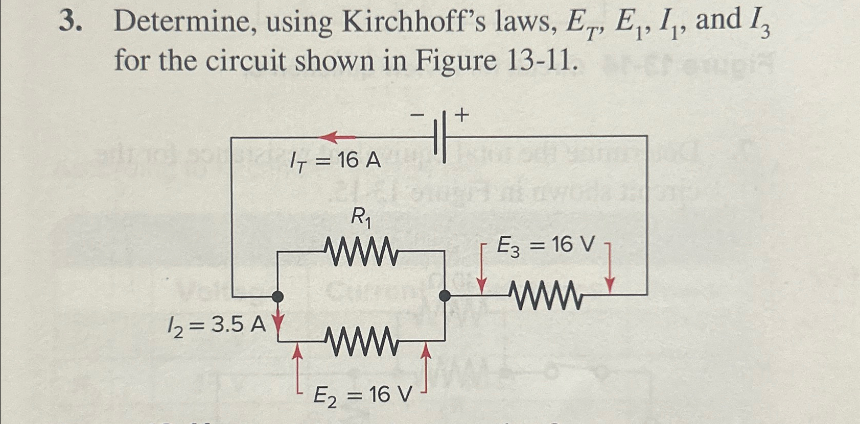 Solved Determine, using Kirchhoff's laws, ET,E1,I1, ﻿and I3 | Chegg.com