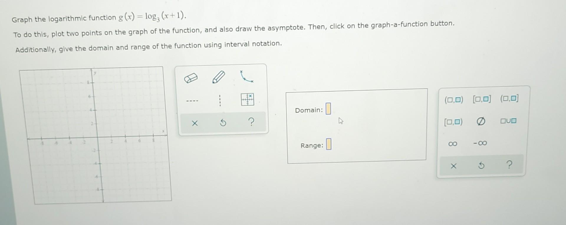 Solved Graph the logarithmic function g(x) = log2 (x+1). To | Chegg.com