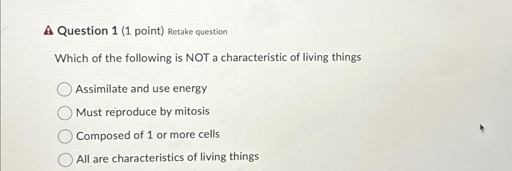 Solved A Question 1 (1 ﻿point) ﻿Retake questionWhich of the | Chegg.com
