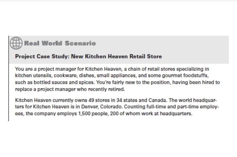 Solved Real World Scenario Project Case Study: New Kitchen | Chegg.com