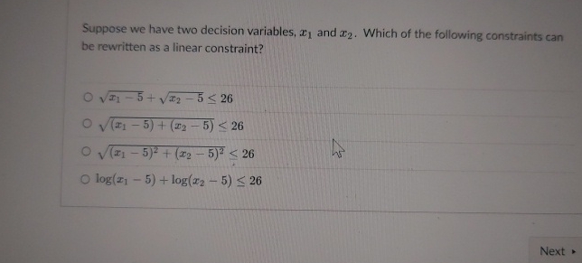 Solved Suppose we have two decision variables, x1 ﻿and x2. | Chegg.com