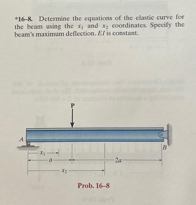 Solved *16-8. Determine the equations of the elastic curve | Chegg.com