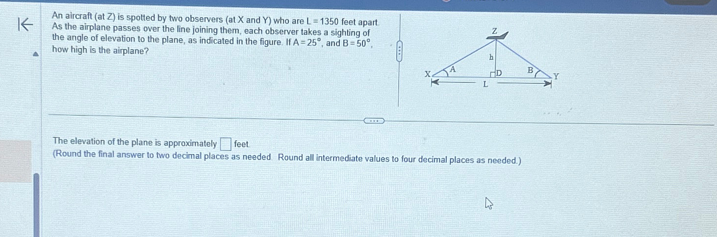 Solved An aircraft (at Z ) ﻿is spotted by two observers (at | Chegg.com