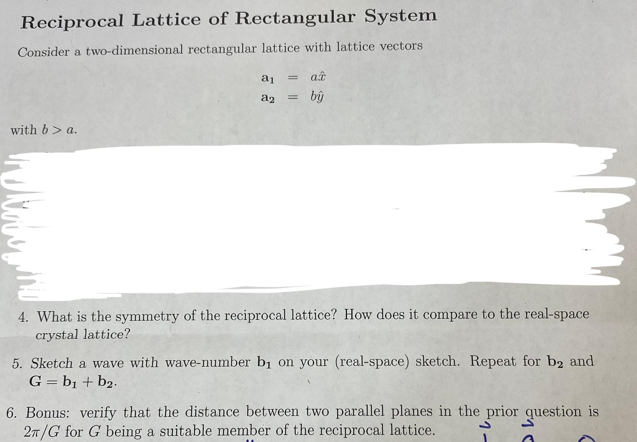Solved Reciprocal Lattice of Rectangular SystemConsider a | Chegg.com