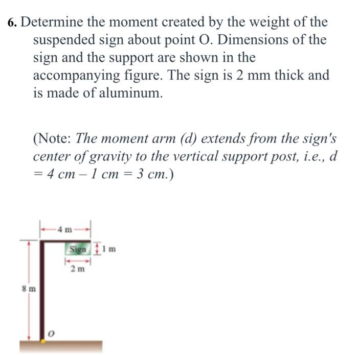 Solved Determine the moment created by the weight of the | Chegg.com