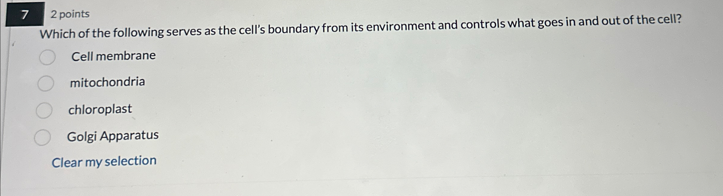Solved 72 ﻿pointsWhich of the following serves as the cell's | Chegg.com