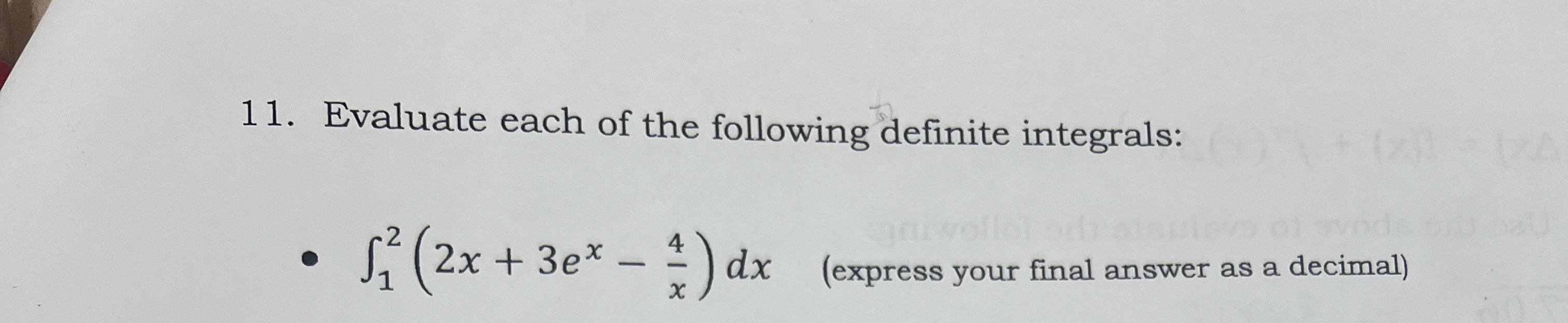 Solved Evaluate each of the following definite | Chegg.com