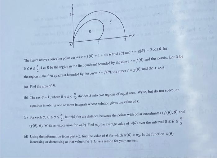 Solved The figure above shows the polar curves | Chegg.com