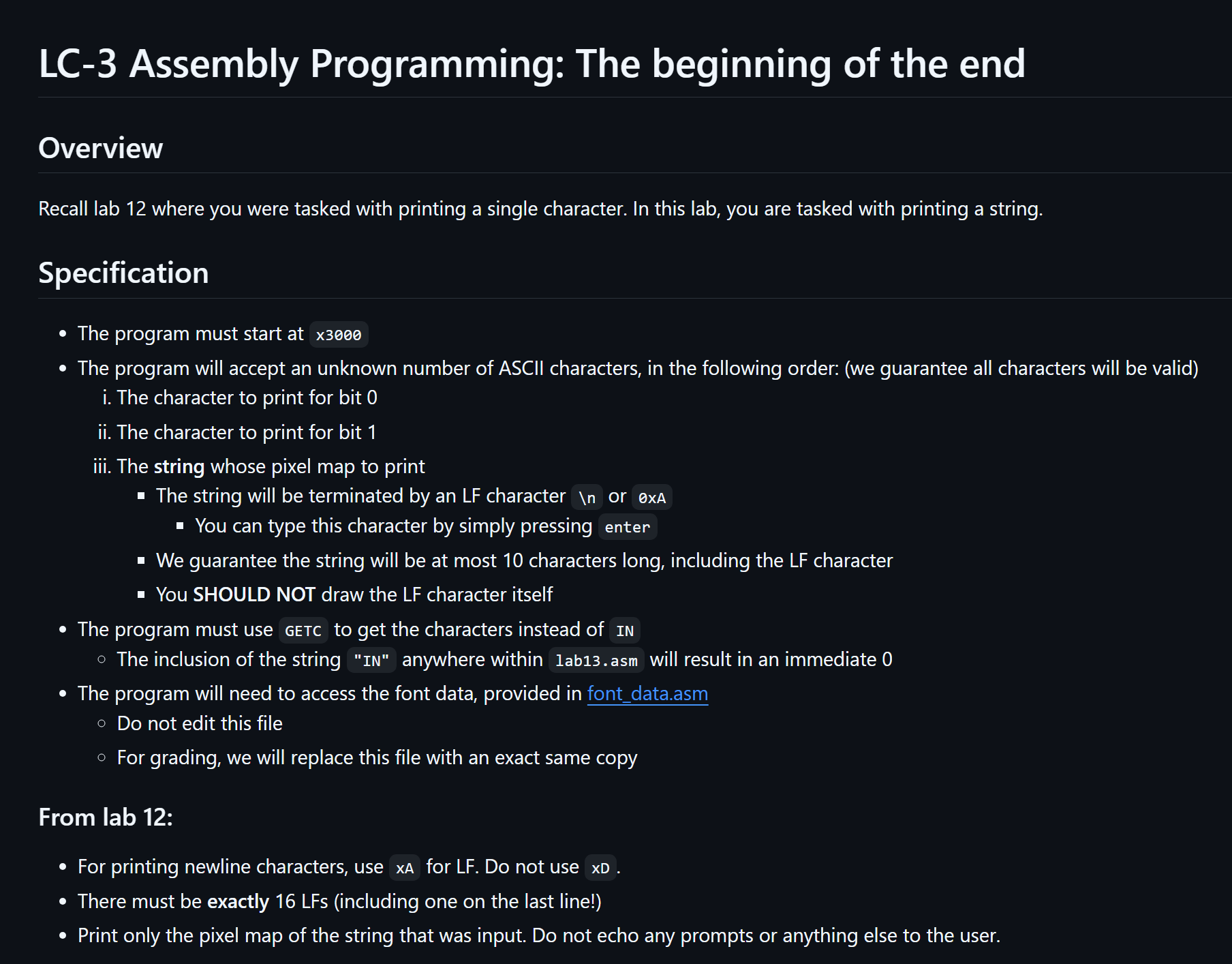 Solved LC-3 ﻿Assembly Programming: The beginning of the | Chegg.com