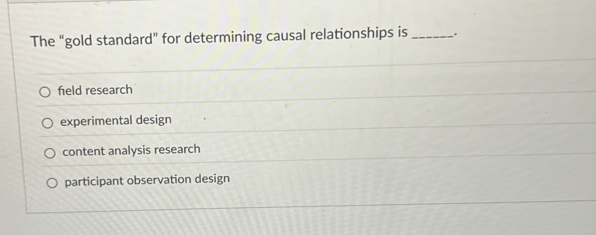 Solved The "gold standard" for determining causal | Chegg.com