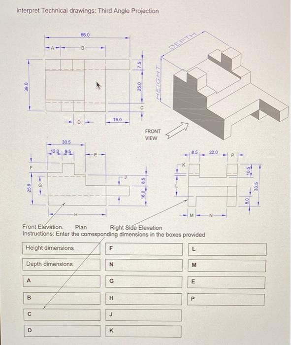 Solved Interpret Technical drawings: Third Angle Projection | Chegg.com
